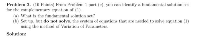 Solved Problem 2. (10 Points) From Problem 1 part (c), you | Chegg.com