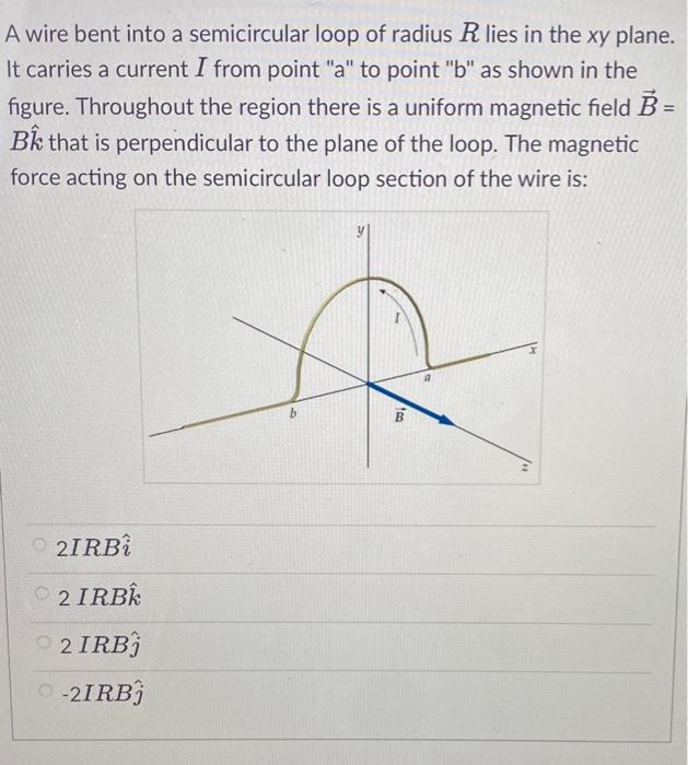 Solved A wire bent into a semicircular loop of radius R lies | Chegg.com