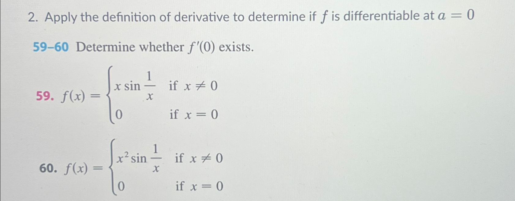 Solved Apply the definition of derivative to determine if f | Chegg.com