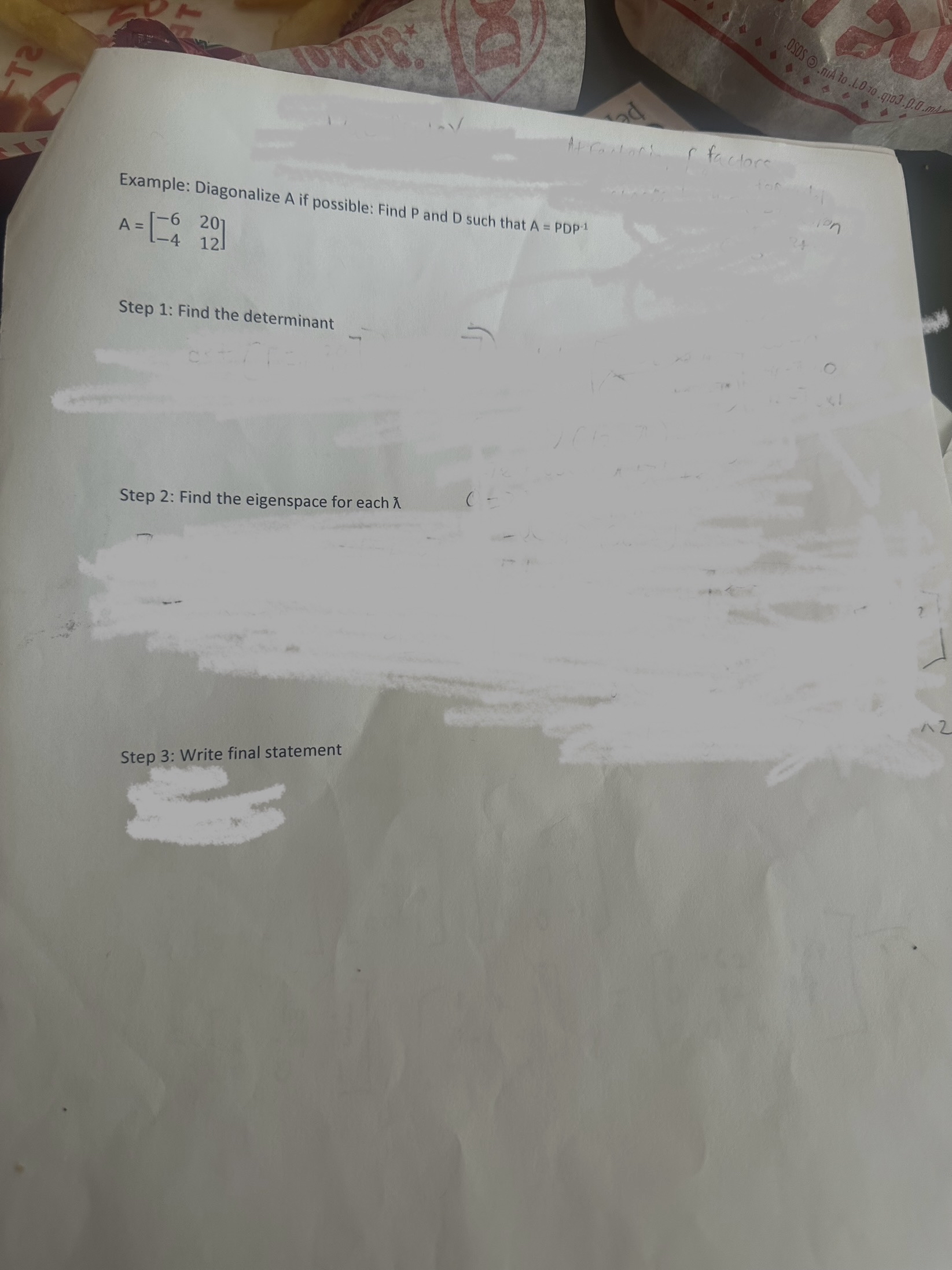 Solved Please answer all three parts, Example: Diagonalize A | Chegg.com