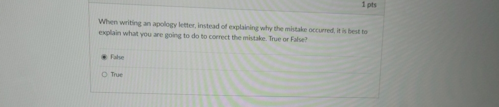 Solved 1 ﻿ptsWhen writing an apology letter, instead of | Chegg.com