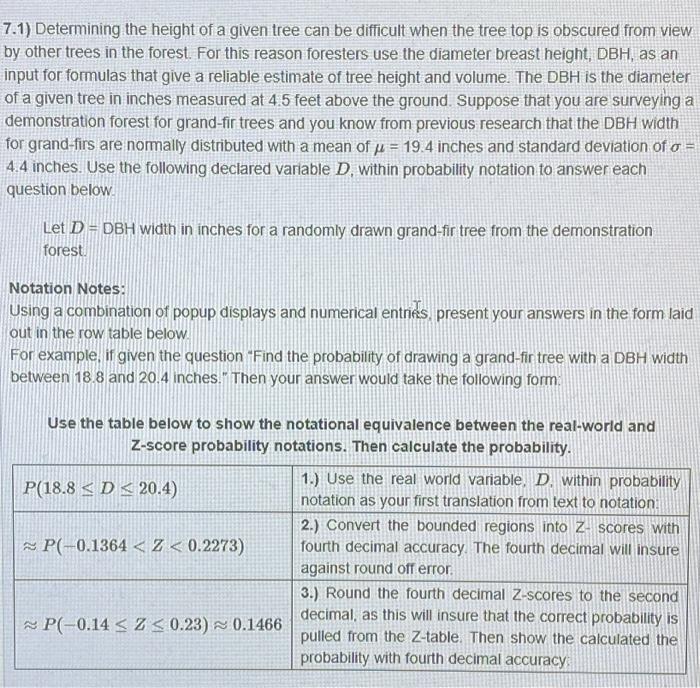 Solved 7.1) Determining the height of a given tree can be | Chegg.com