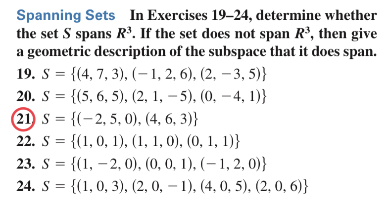 Solved Spanning Sets In Exercises 19-24, ﻿determine | Chegg.com