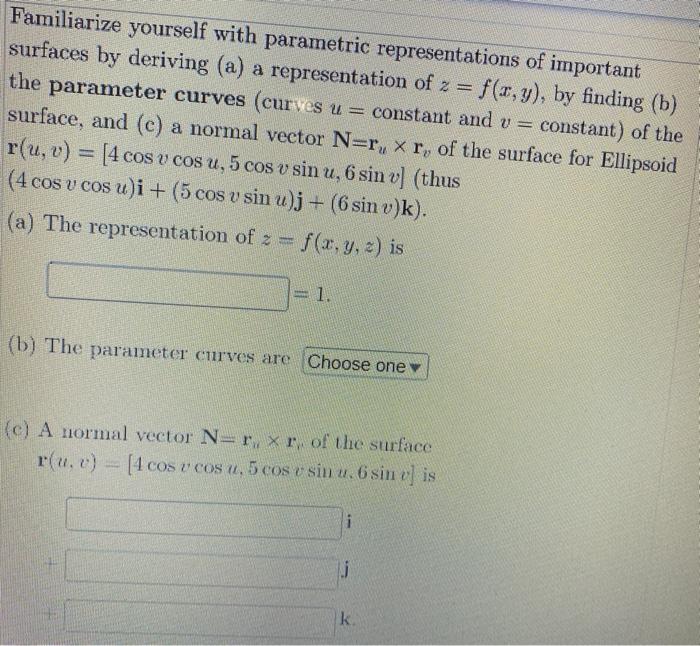 Solved Familiarize yourself with parametric representations | Chegg.com