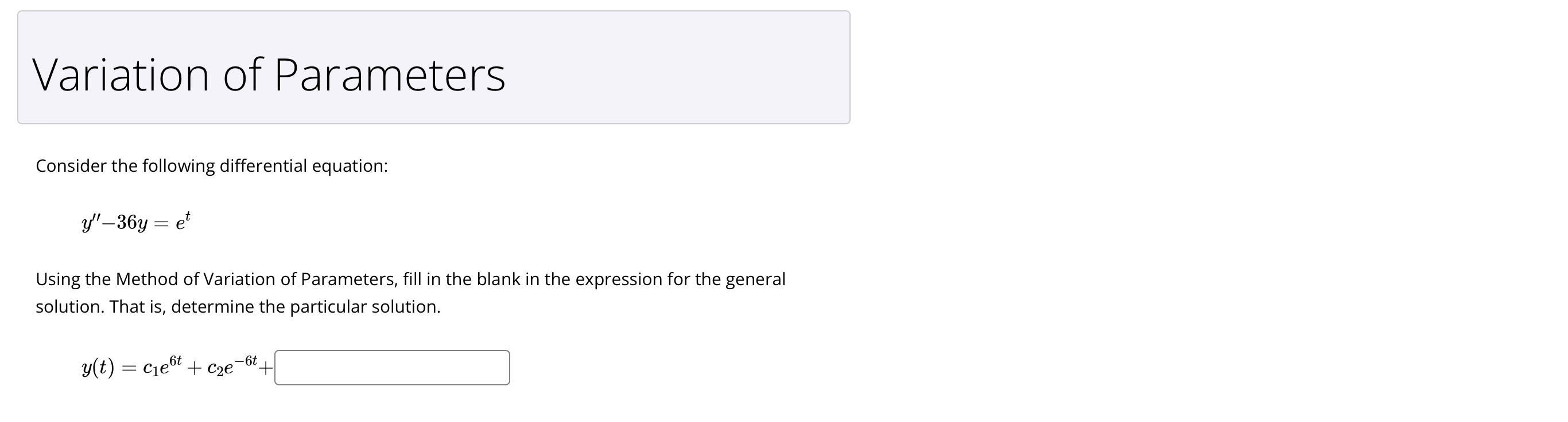 Solved Variation of ParametersConsider the following | Chegg.com