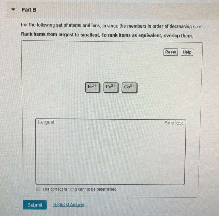 Solved Part B For The Following Set Of Atoms And Ions
