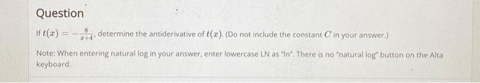 Solved If t(x)=x+48, determine the antiderivative of t(x). | Chegg.com