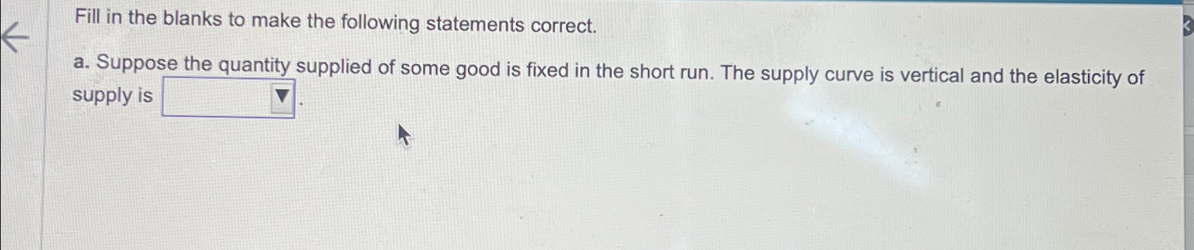 Solved Fill in the blanks to make the following statements | Chegg.com