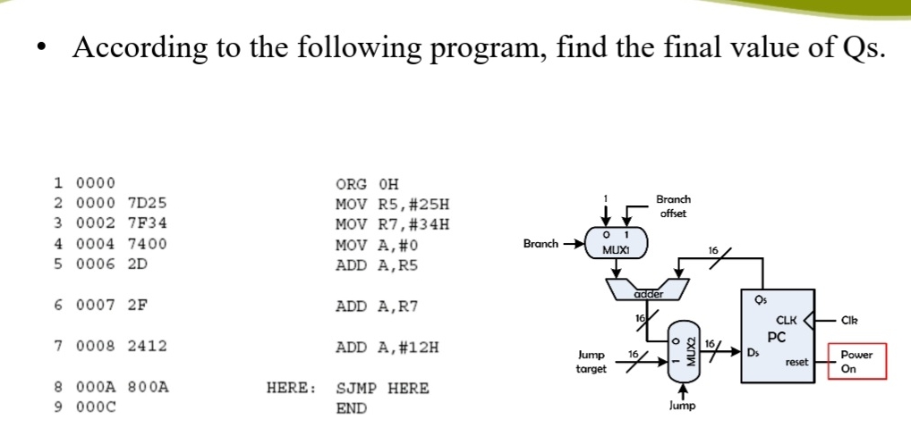 Solved According to the following program, find the final | Chegg.com