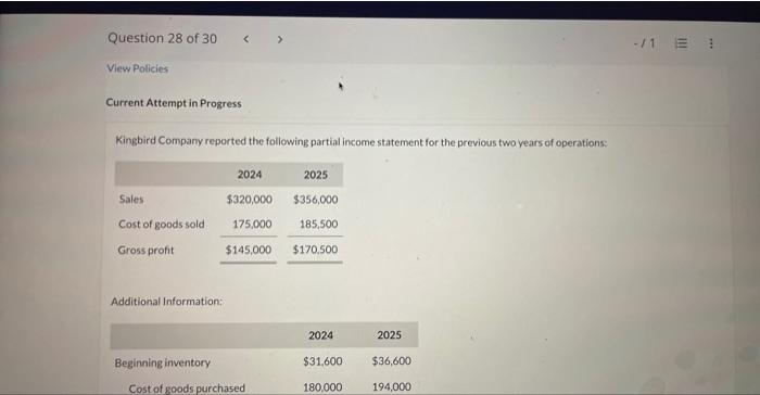 Solved Current Attempt in Progress Kingbird Company reported | Chegg.com
