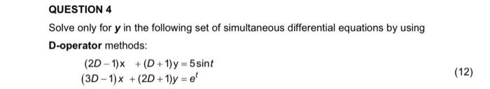 Solved Solve only for y in the following set of simultaneous | Chegg.com