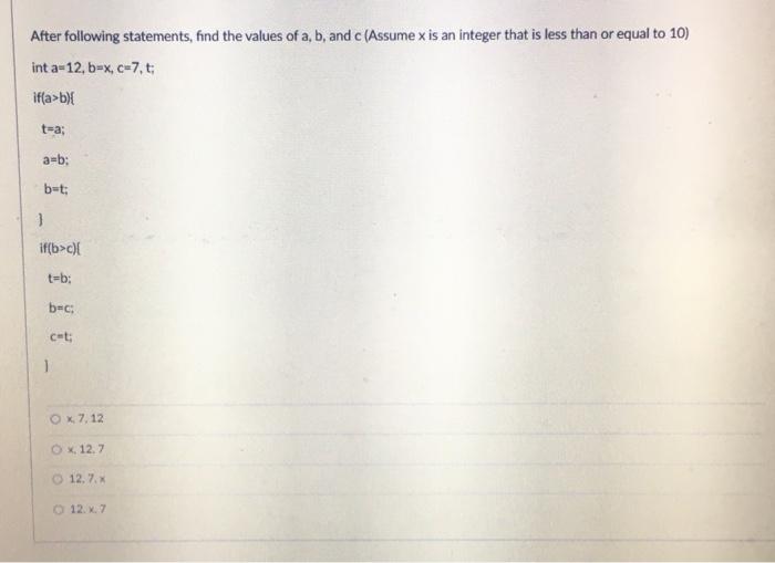 Solved What will be the output of following statements: int | Chegg.com