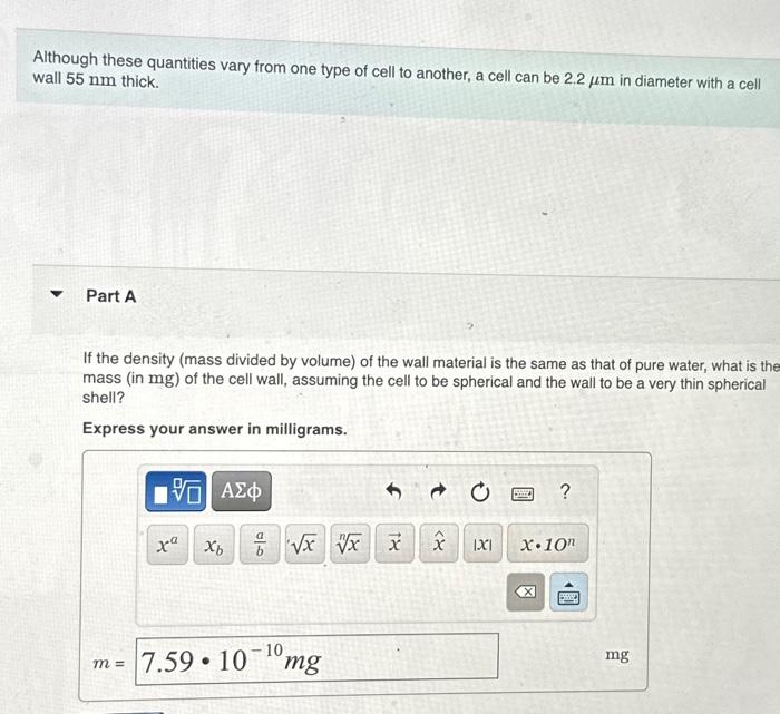 Solved Although these quantities vary from one type of cell | Chegg.com