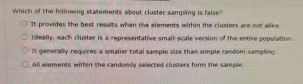 Solved Which of the following statements about cluster | Chegg.com