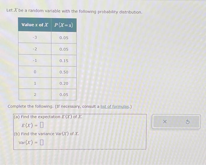 Solved Let X be a random variable with the following | Chegg.com