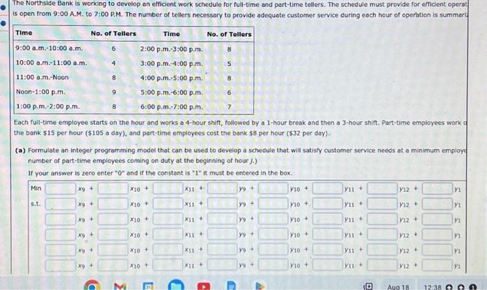 Solved The Northside Bank is working to develop an efficlent | Chegg.com