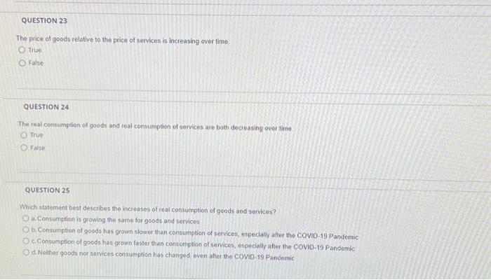 Solved Question 23 The Price Of Goods Relative To The Price 