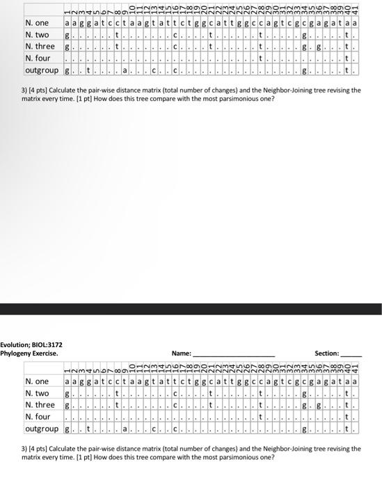 3) [4 pts] Calculate the pair-wise distance matrix | Chegg.com