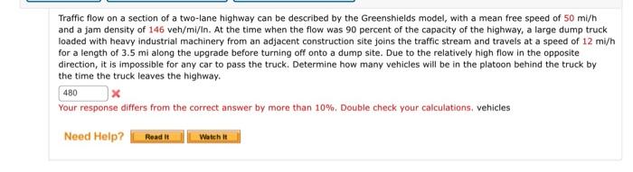 Solved Traffic flow on a section of a two-lane highway can | Chegg.com