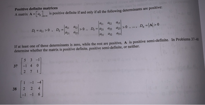 Solved Positive definite matrices A matrix A = a, is | Chegg.com