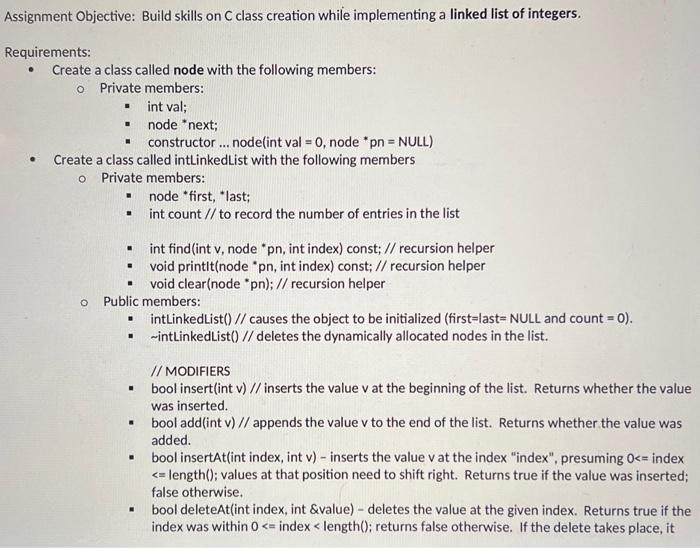 Solved nent Objective: Build skills on C class creation | Chegg.com