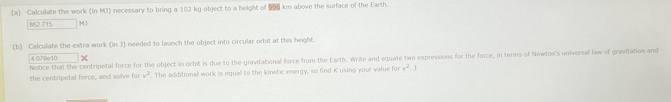 Solved (a) ﻿Calculate the work (in MJ) ﻿necessary to bring a | Chegg.com