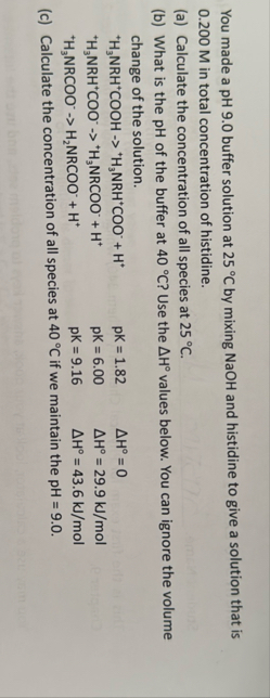 Solved You made a pH 9.0 ﻿buffer solution at 25°C ﻿by mixing | Chegg.com