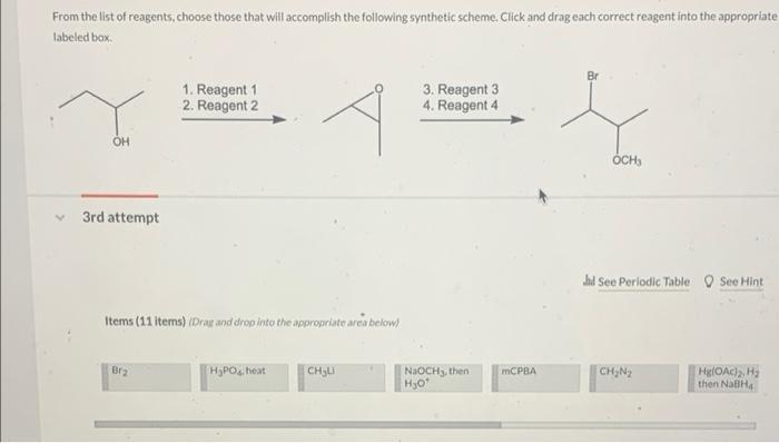 Solved From the list of reagents, choose those that will | Chegg.com