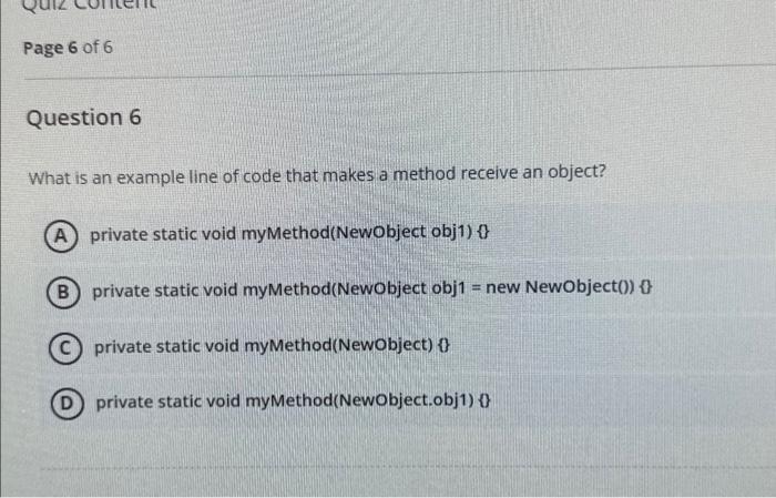 What is an example line of code that makes a method | Chegg.com