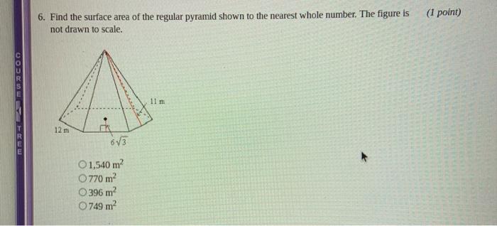 Solved (1 point) 6. Find the surface area of the regular | Chegg.com