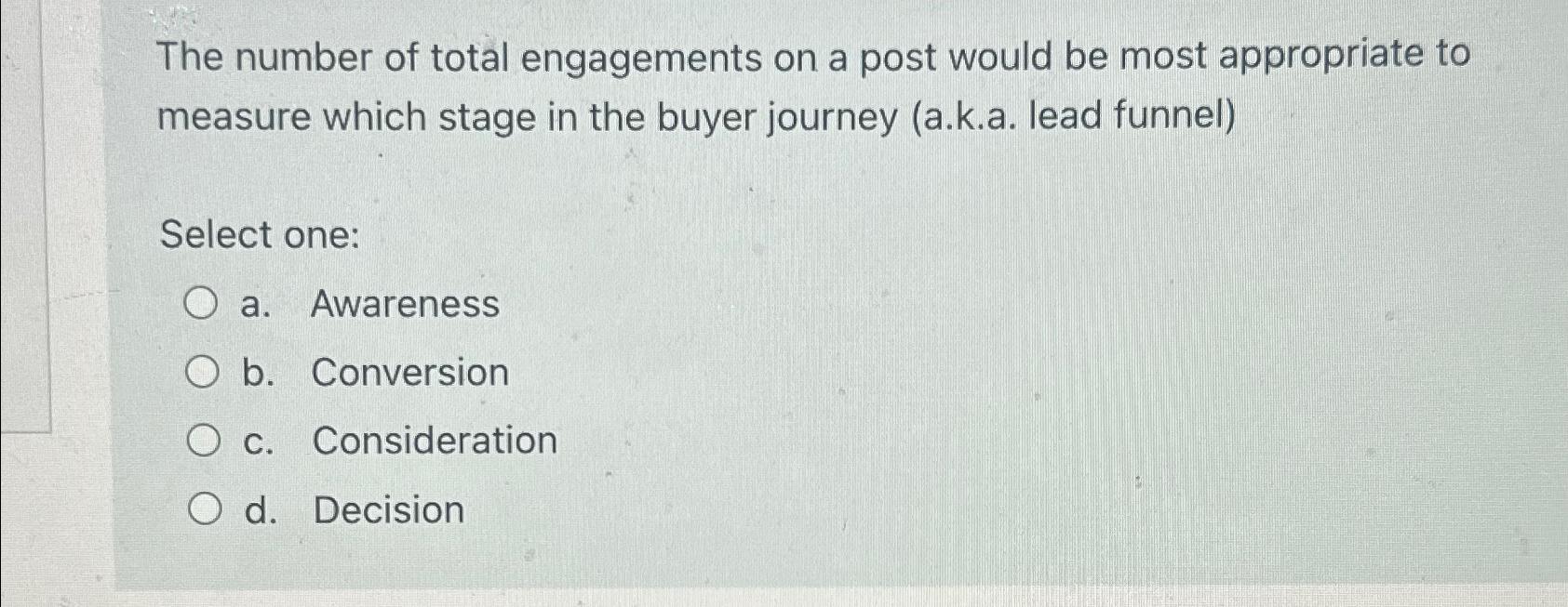 Solved The number of total engagements on a post would be | Chegg.com