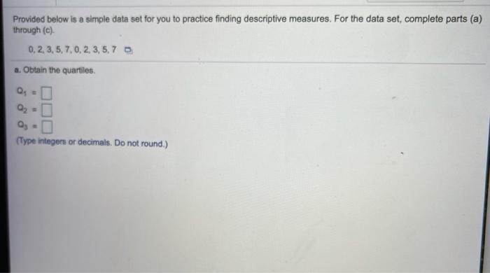 Solved Provided below is a simple data set for you to | Chegg.com