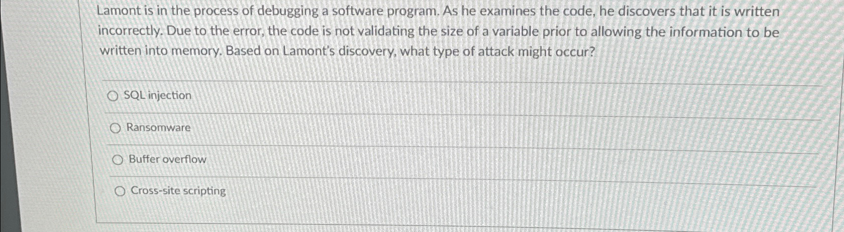 Solved Lamont is in the process of debugging a software | Chegg.com