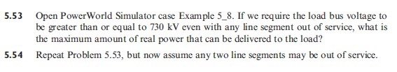 5.53 Open Power World Simulator case Example 5_8. If | Chegg.com