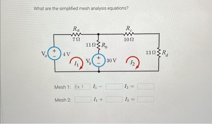 Solved What are the simplified mesh analysis equations? Mesh | Chegg.com