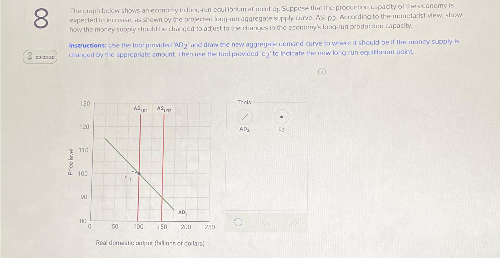 Solved The graph below shows an economy in long-run | Chegg.com