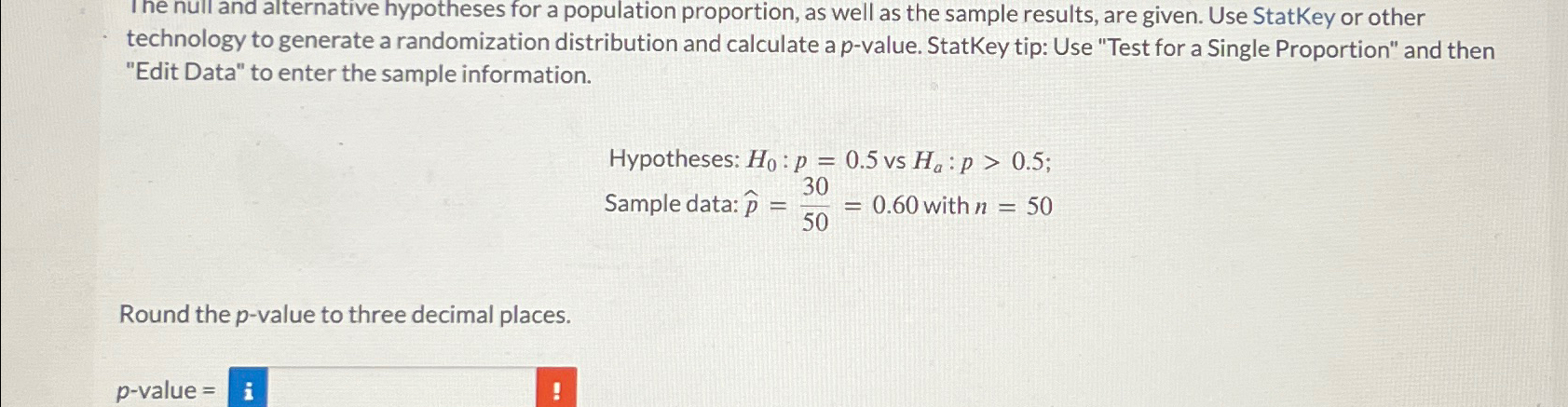 Solved The null and alternative hypotheses for a population | Chegg.com