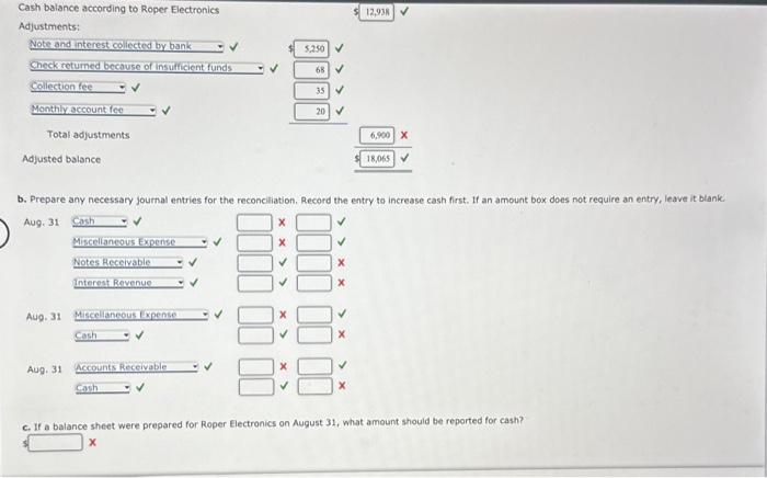 Solved Roper Electronics received its bank statement for the | Chegg.com