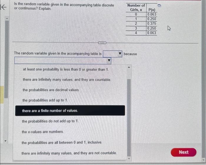 Solved Is the random variable given in the accompanying | Chegg.com