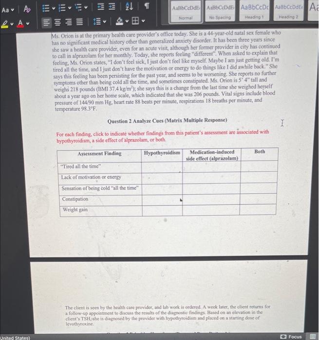 Solved Ms. Orion is at the primary health care provider's | Chegg.com