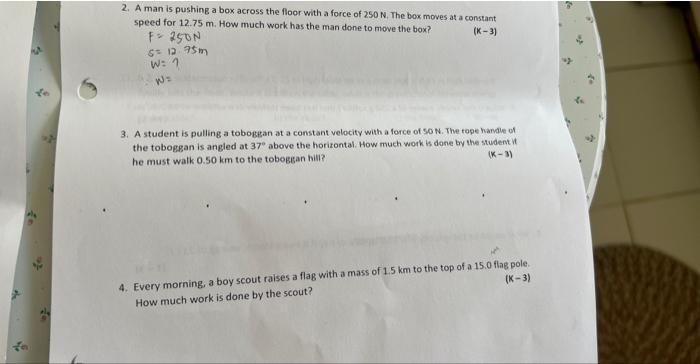 Solved 2. A man is pushing a box across the floor with a | Chegg.com