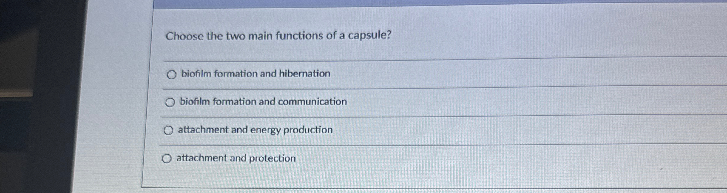 Solved Choose the two main functions of a capsule?biofilm | Chegg.com