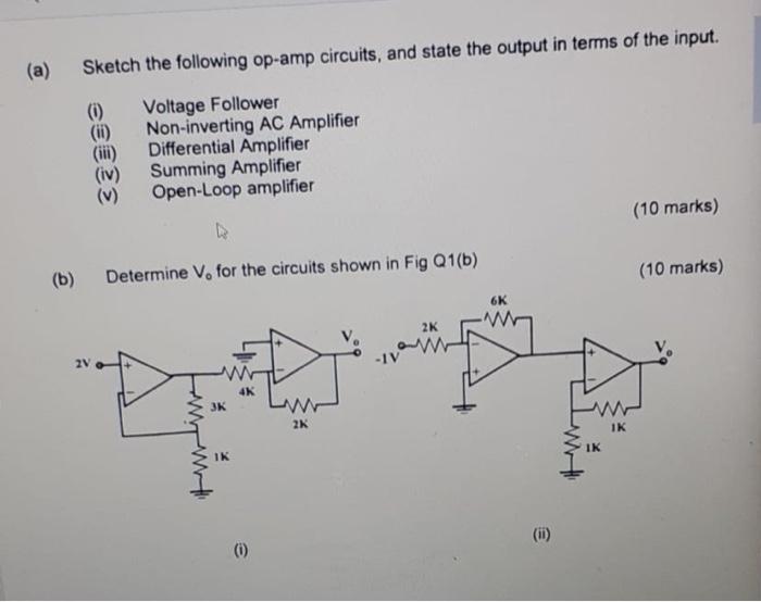 Solved (a) Sketch the following op-amp circuits, and state | Chegg.com
