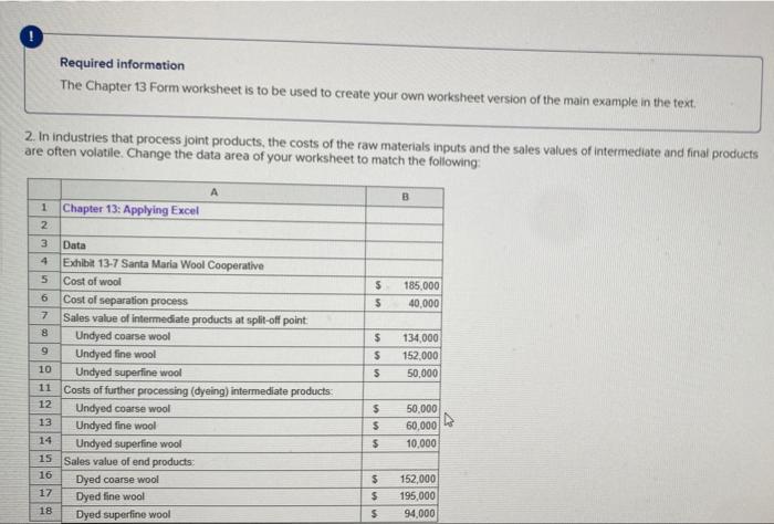 Solved Required information The Chapter 13 Form worksheet is | Chegg.com