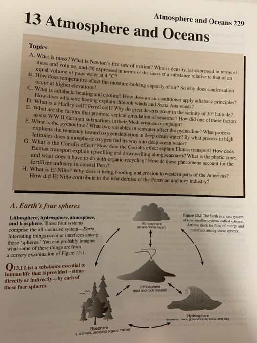 Solved Atmosphere and Oceans 229 13 Atmosphere and Oceans w | Chegg.com