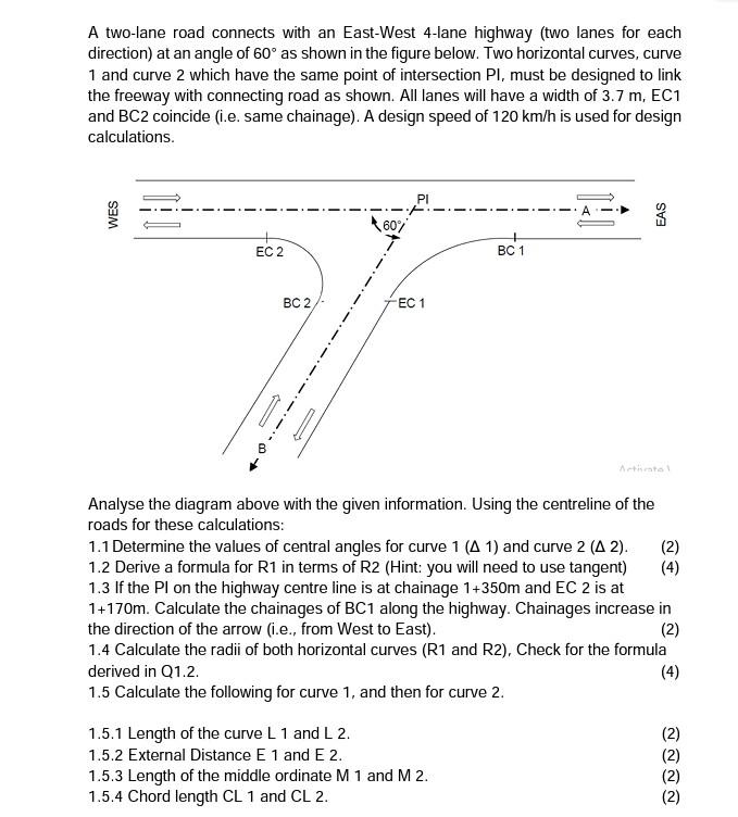 Solved A two-lane road connects with an East-West 4-lane | Chegg.com