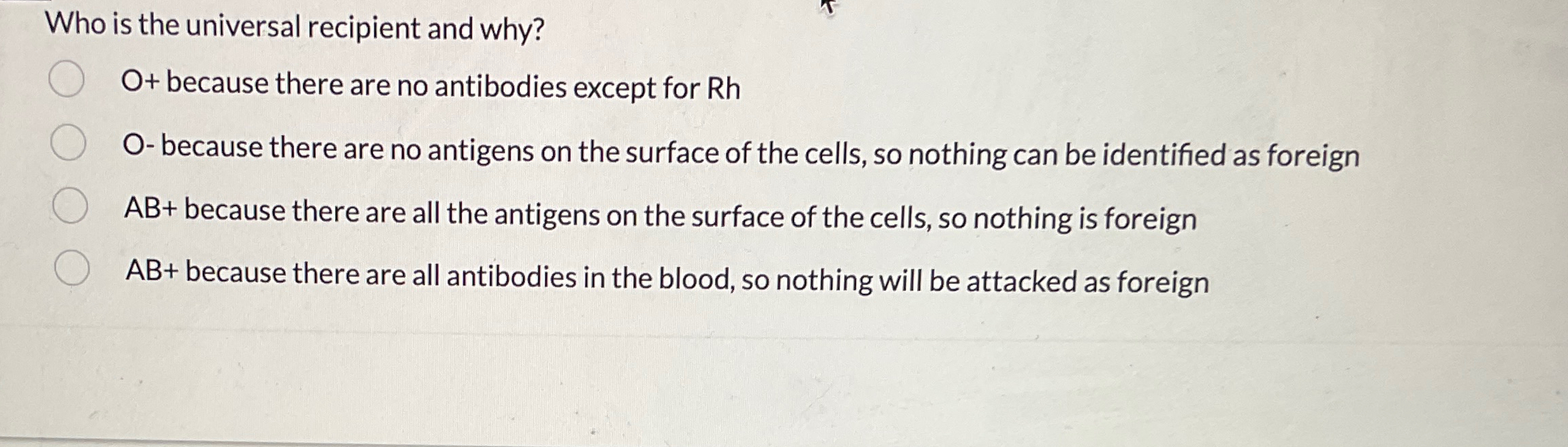 Solved Who is the universal recipient and why?O+ ﻿because | Chegg.com