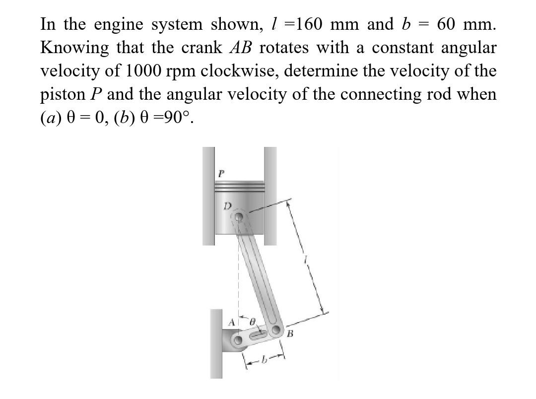 Solved In the engine system shown, l=160 mm and b=60 mm. | Chegg.com