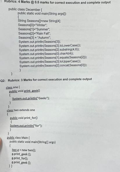 Solved Ruorics: 4 Marks @ 0.5 marks for correct execution | Chegg.com