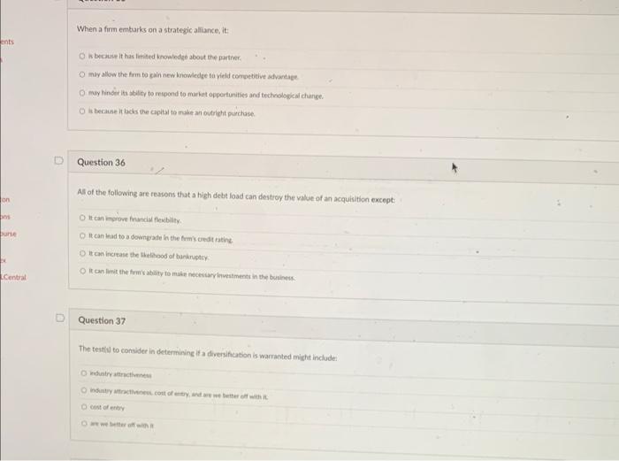 Solved When a firm embarks on a strategic alizance, it: in | Chegg.com